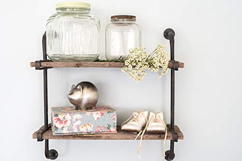 BarnwoodUSA Rustic Wooden Shelf with 2 Planks, Farmhouse Wall Ledge, Natural Weathered Gray