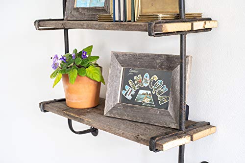 BarnwoodUSA Rustic Wooden Shelf with 2 Planks, Farmhouse Wall Ledge, Natural Weathered Gray