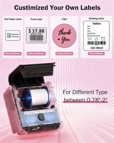 Phomemo Label Makers- M200 Label Printer Machine with 3 Paper,2023 Upgrade 3 Inch M110 Label Maker,WiFi Bluetooth Thermal Label Printer,Phone Support,for Android iOS System,for Shipping,Labeling- Pink