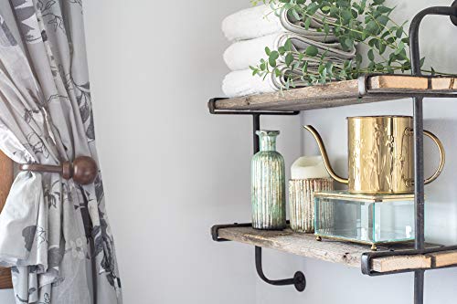 BarnwoodUSA Rustic Wooden Shelf with 2 Planks, Farmhouse Wall Ledge, Natural Weathered Gray