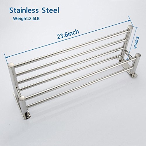 Stainless Steel Double Towel Bar 23 Inch With 5 Hooks ,Bathroom Shelves, Towel Holders Bath ,Towel Rack, Bathroom Shelves