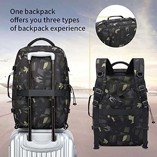 Asenlin 18 Inch Travel Laptop Backpack for Women Men,Business Travel Backpack Fit Flight Approved Water Resistant Computer Backpack Suitcase Backpack Woodland CAMO