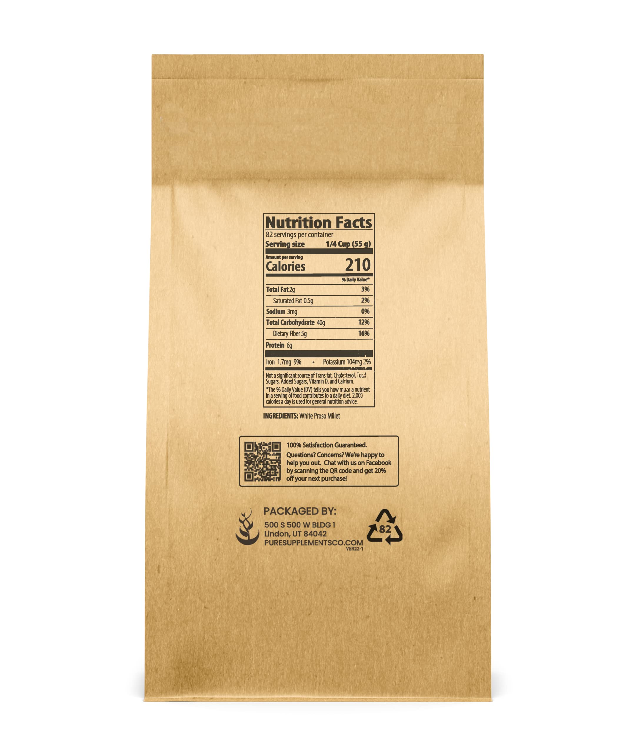 Pure Original Ingredients Hulled Millet (10 lb) Whole Grain, Hulled & Ready To Cook, Healthy Substitute For Rice