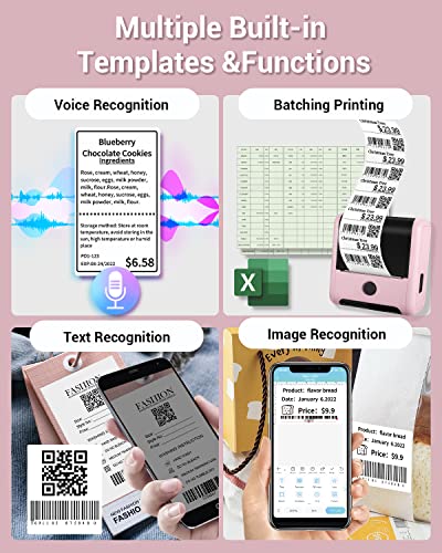 Phomemo Label Makers- M200 Label Printer Machine with 3 Paper,2023 Upgrade 3 Inch M110 Label Maker,WiFi Bluetooth Thermal Label Printer,Phone Support,for Android iOS System,for Shipping,Labeling- Pink