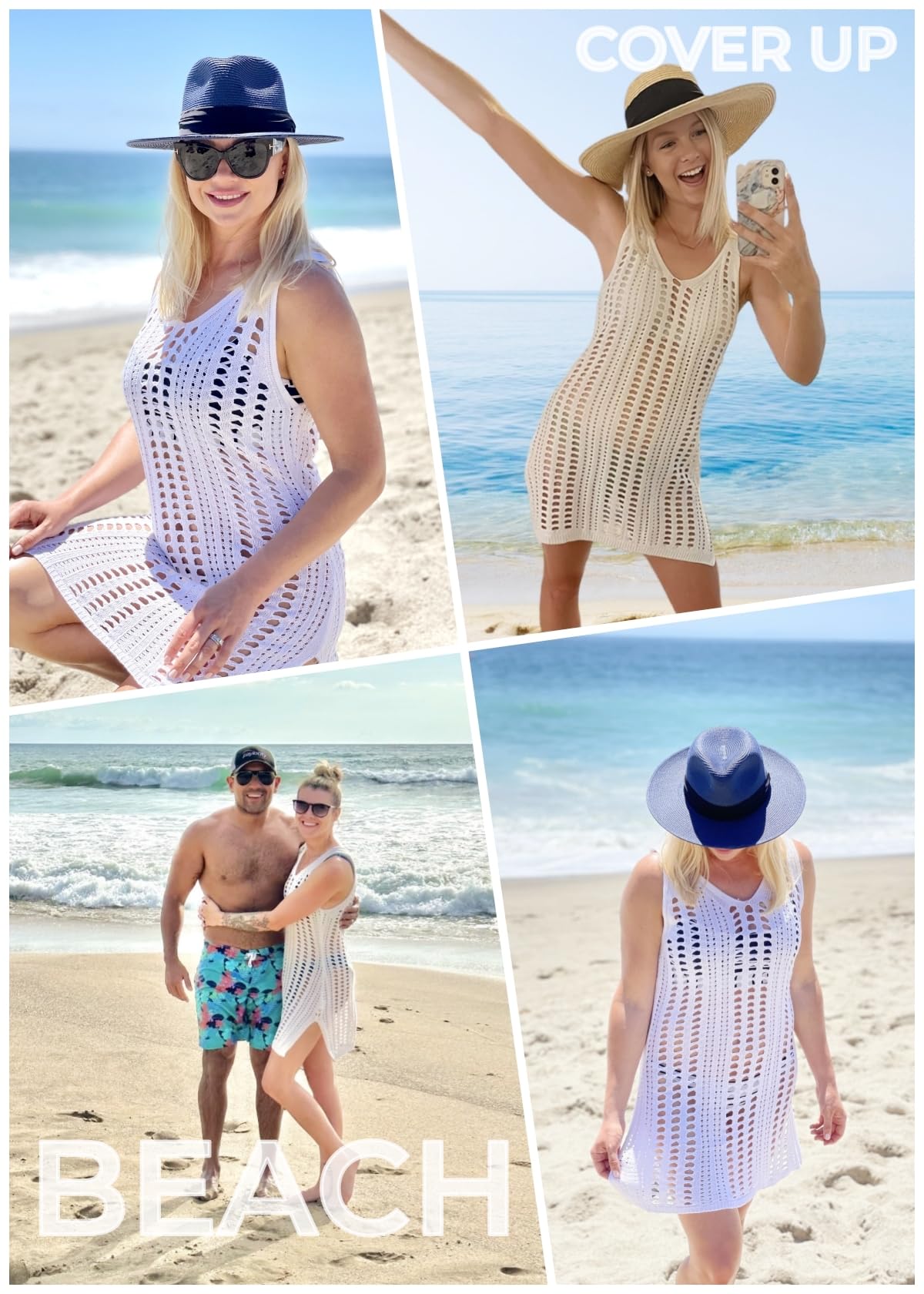 Sulozom Women Swimsuits Cover Ups Crochet Bathing Suit Tassel Bikini Coverup Beach Swimwear White S