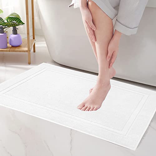 Infinitee Xclusives Premium White Bath Sheets β Pack of 2, 35x70 Inches Large Bath Sheet Towel + Cotton Banded White Bath Mats β Pack of 2, 22x34 Inches