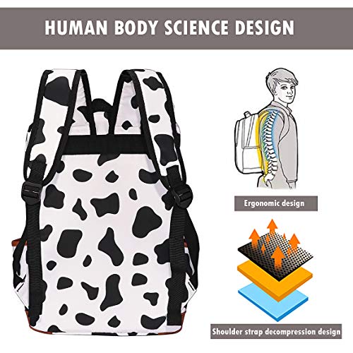 Malaxlx Cow Print Bookbag for Teen Girls Boys, College School Student Laptop Backpack for Womens