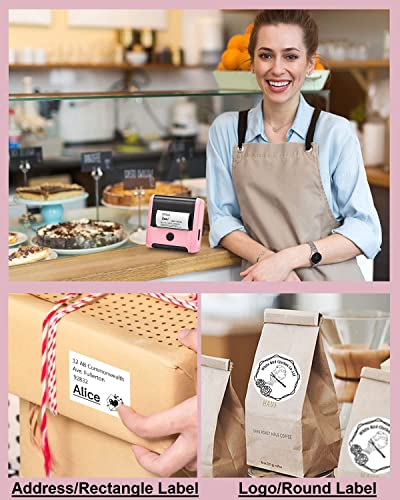 Phomemo Label Makers- M200 Label Printer Machine with 3 Paper,2023 Upgrade 3 Inch M110 Label Maker,WiFi Bluetooth Thermal Label Printer,Phone Support,for Android iOS System,for Shipping,Labeling- Pink
