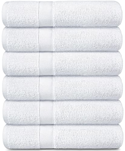 Wealuxe White Bath Towels 24x50 Inch, Cotton Towel Set for Bathroom, Hotel, Gym, Spa, Soft Extra Absorbent Quick Dry 6 Pack