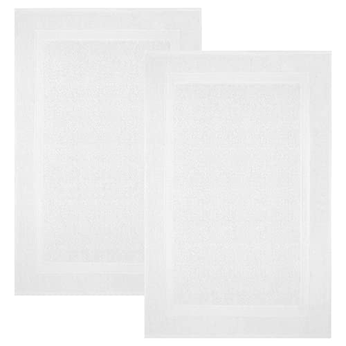 Infinitee Xclusives Premium White Bath Sheets β Pack of 2, 35x70 Inches Large Bath Sheet Towel + Cotton Banded White Bath Mats β Pack of 2, 22x34 Inches