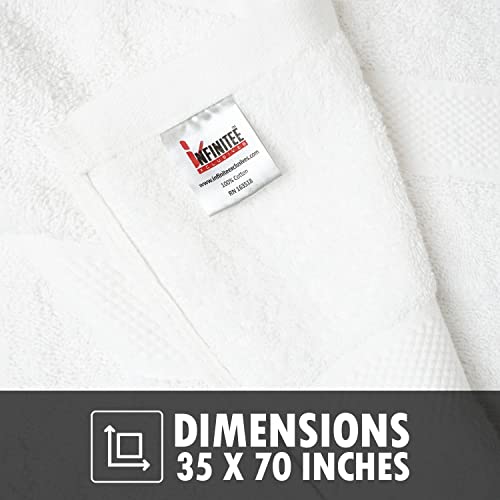 Infinitee Xclusives Premium White Bath Sheets β Pack of 2, 35x70 Inches Large Bath Sheet Towel + Cotton Banded White Bath Mats β Pack of 2, 22x34 Inches