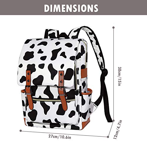 Malaxlx Cow Print Bookbag for Teen Girls Boys, College School Student Laptop Backpack for Womens
