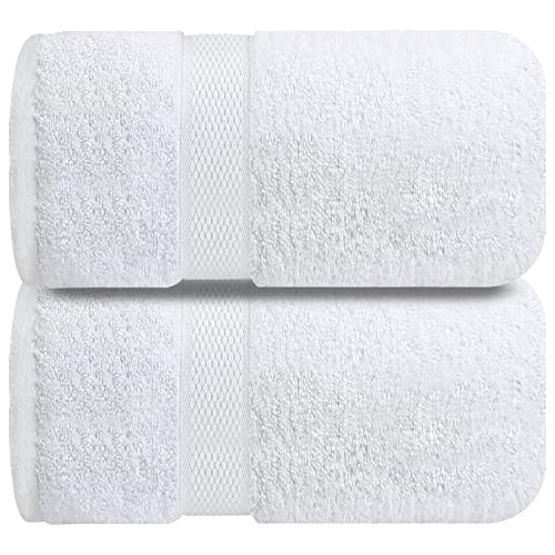 Infinitee Xclusives Premium White Bath Sheets β Pack of 2, 35x70 Inches Large Bath Sheet Towel + Cotton Banded White Bath Mats β Pack of 2, 22x34 Inches