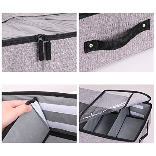 Under Bed Storage Organizer Clothes Containers Shoe Box Sturdy Foldable Bags With Handles And Adjustable Dividers For Shoes, Clothes, Toys, Blankets and Household Items 2Pcs (Beige)