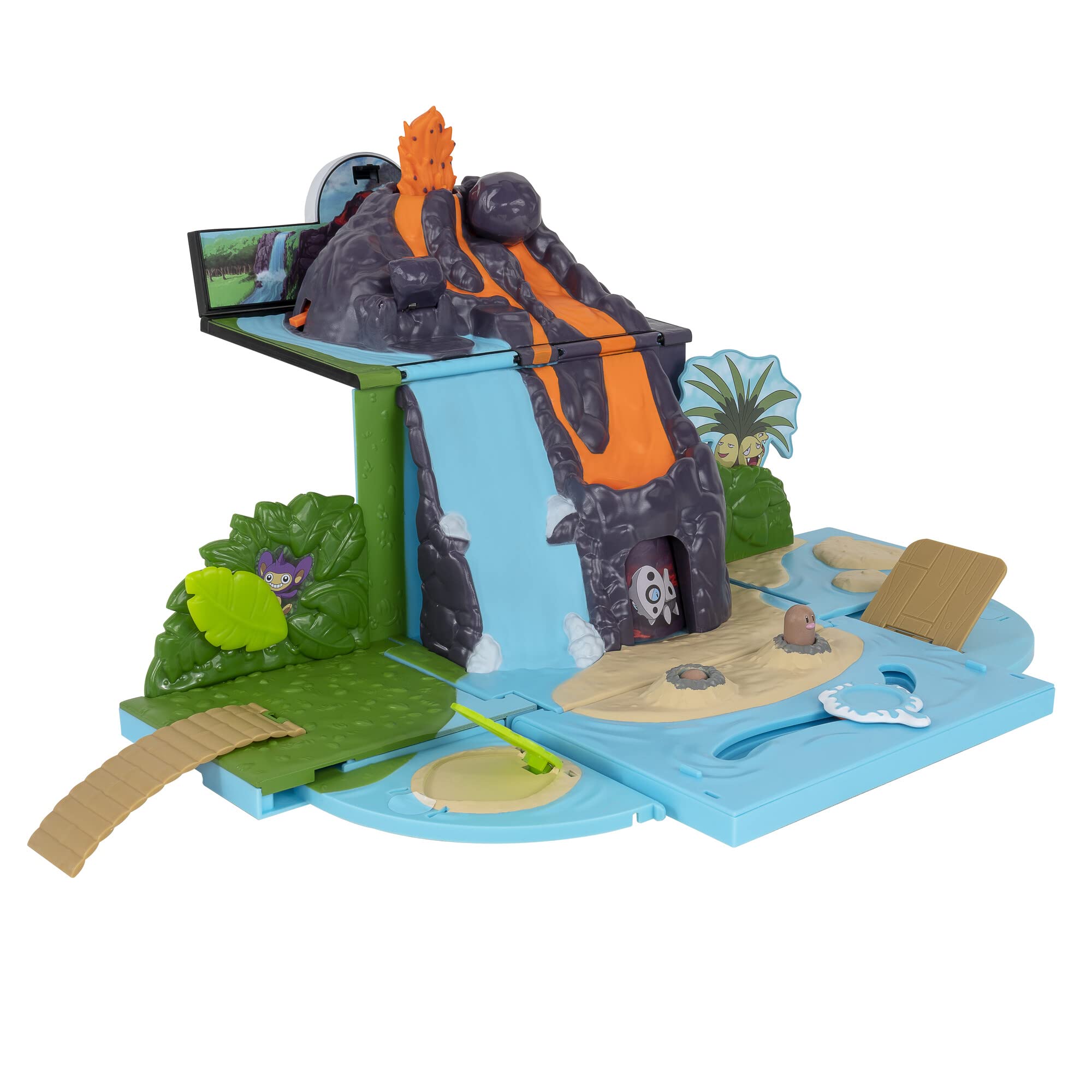 Pokémon Carry ‘N’ Go Volcano Playset with 4 Included 2-inch, Pikachu, Charmander, Bulbasaur, and Squirtle - Bring Everywhere - Playsets for Kids and Pokémon Fans - Amazon Exclusive