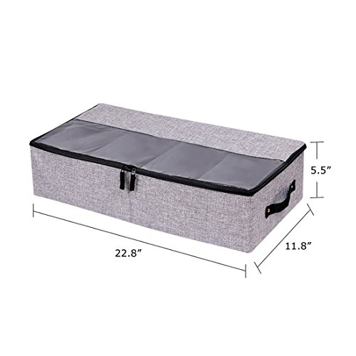 Under Bed Storage Organizer Clothes Containers Shoe Box Sturdy Foldable Bags With Handles And Adjustable Dividers For Shoes, Clothes, Toys, Blankets and Household Items 2Pcs (Beige)