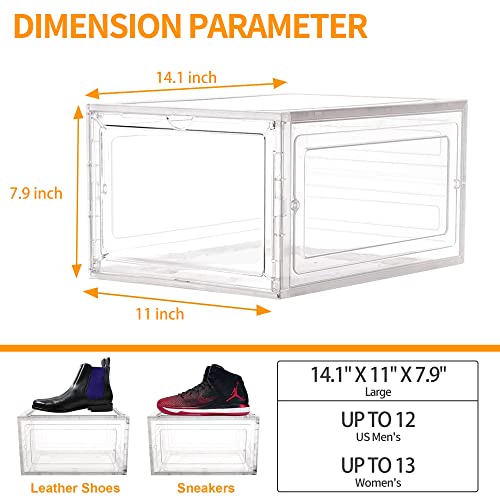 Shoe Storage Boxes Clear Plastic Stackable,3 Pack Acrylic Modular Shoe Organizer for Closet, Shoe Containers Case for Sneaker Storage, White-01