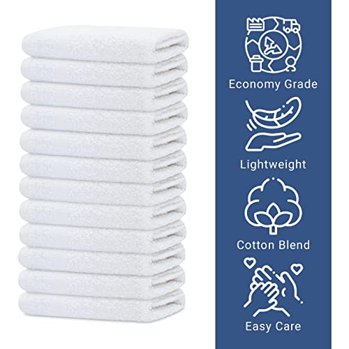 GOLD TEXTILES Pack of 120 Washcloth Kitchen Towels Cotton Blend (12x12 Inches) Commercial Grade, Machine Washable Cleaning Rags (120, White)…
