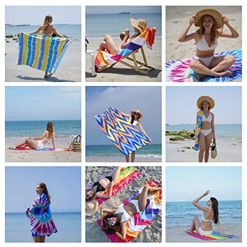 Winthome Rainbow Beach Towel Microfiber,31”x 70” Oversized Beach Blanket Quick Dry Sand Free Lightweight Large Travel Towel for Adult Beach Gifts for Travel, Swim, Camping, Holiday