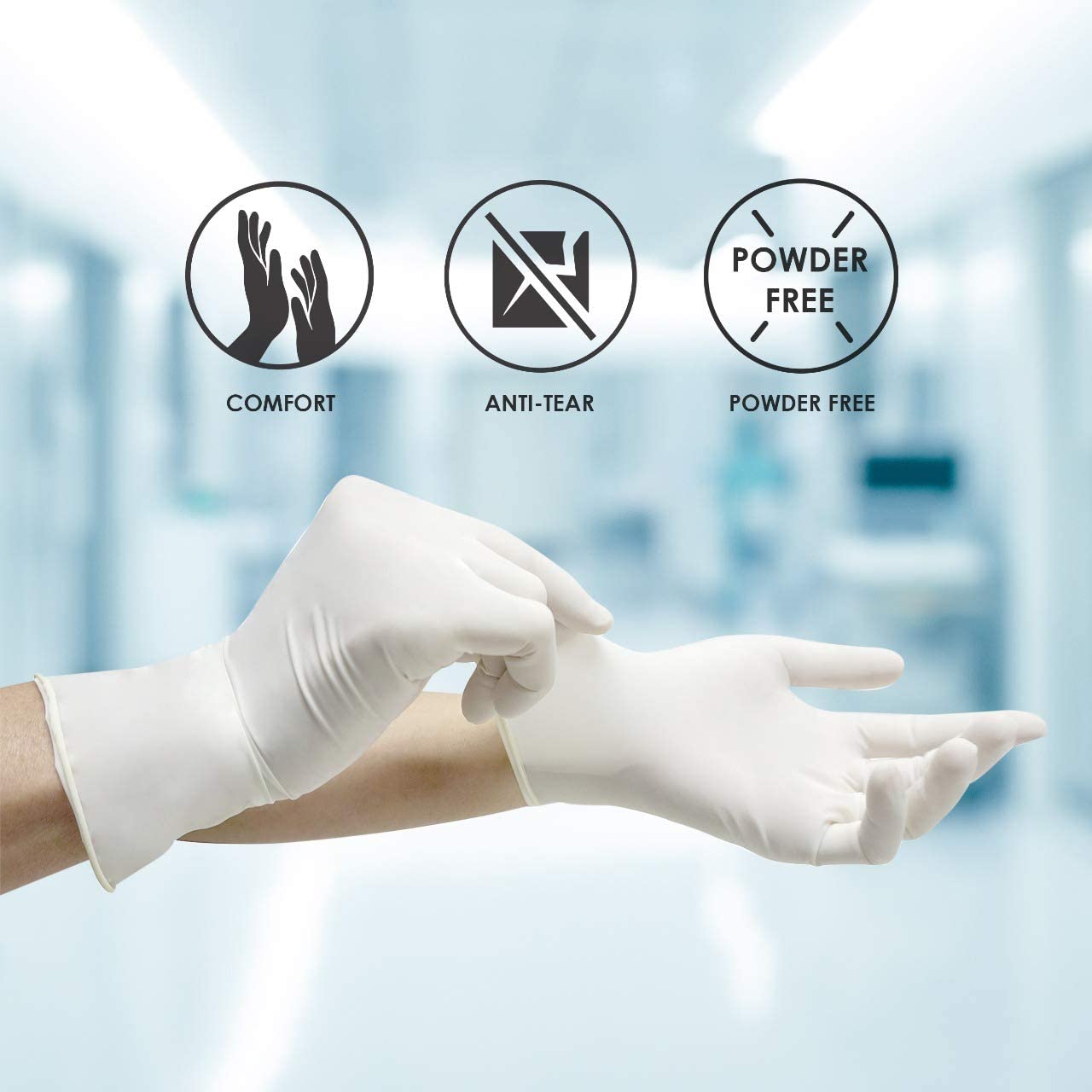 AroPaw New Disposable Latex Gloves, Powder Free 10 Boxes 1000 Gloves (Large)