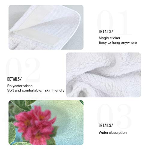 YYZZH Hummingbird Bird Floral Print Red Apple Flower Blue Sky Kitchen Hand Towels with Hook & Loop Set of 2 Absorbent Bath Hand Towel Hanging Tie Towel