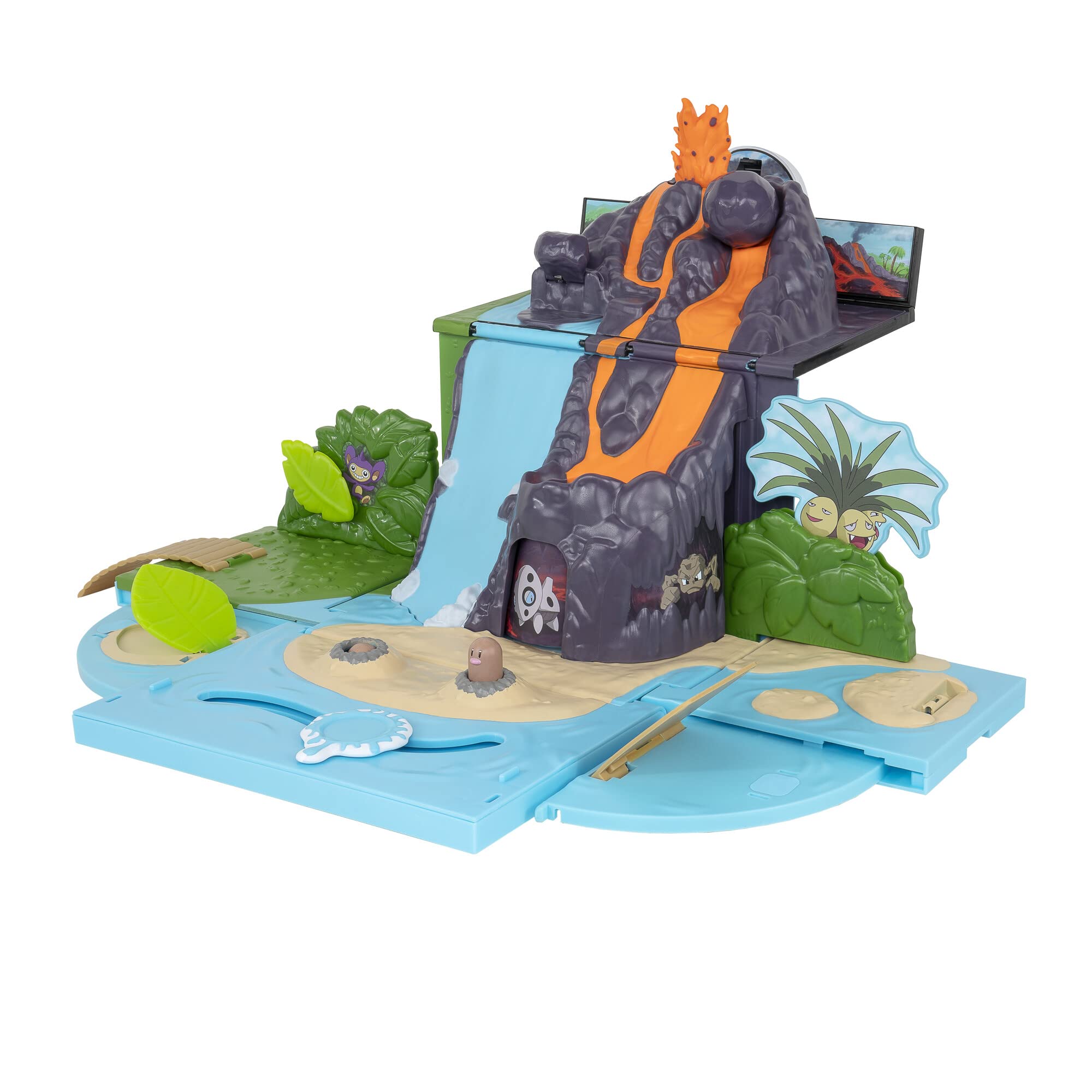 Pokémon Carry ‘N’ Go Volcano Playset with 4 Included 2-inch, Pikachu, Charmander, Bulbasaur, and Squirtle - Bring Everywhere - Playsets for Kids and Pokémon Fans - Amazon Exclusive