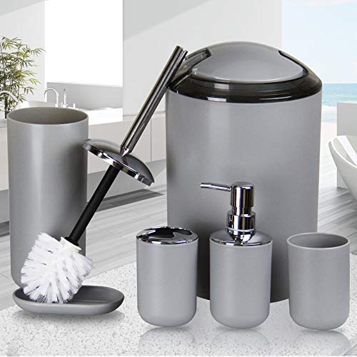 IMAVO Bathroom Accessories Set 6-Piece & Mason Jar Bathroom Accessories Set 4-Piece,Bathroom Accessory Set Complete,Farmhouse Decor Bathroom Set