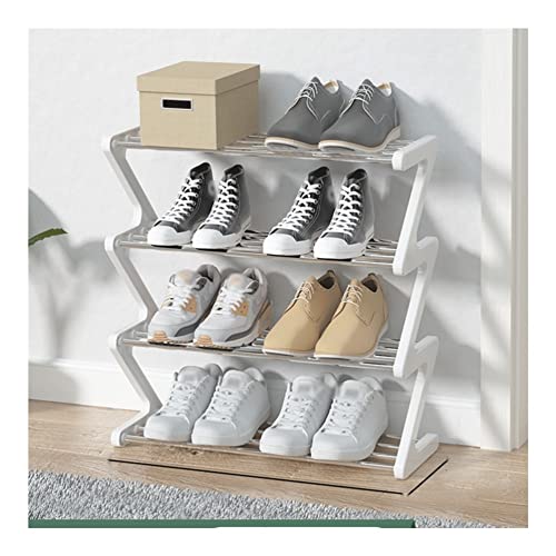 Shoe Rack for Door Z-shaped Shoe Rack 4 Tiers Stackable Shoe Rack Organizer For 8-10 Pairs Simple Trending Metal Shoe Shelf Storage Organizer,Small Shoe Storage Organizer ( Color : Shoe rack C )