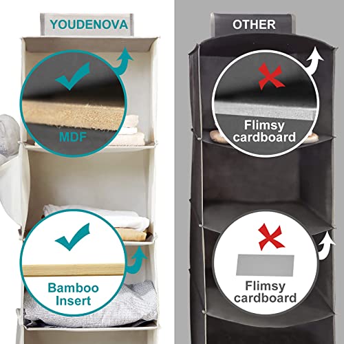 YOUDENOVA 4-Shelf Hanging Closet Organizer & Two 3-Shelf Separable Closet Hanging Shelves
