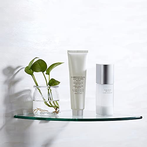 Kingrol 3 Pack Glass Bathroom Shower Shelves, Extra Thick Wall Mounted Shelves, Clear Floating Corner Shelves for Kitchen, Bathroom, Living Room, Office