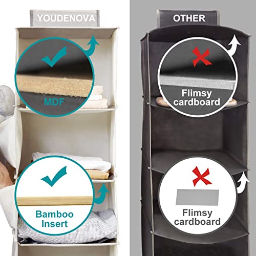 YOUDENOVA 6-Shelf Hanging Closet Organizer & Two 3-Shelf Separable Closet Hanging Shelves
