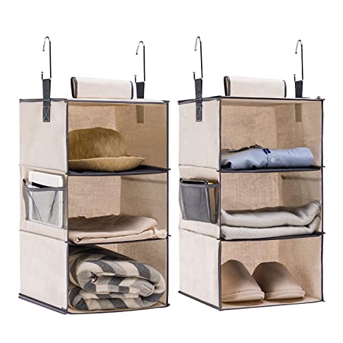 YOUDENOVA 6-Shelf Hanging Closet Organizer & Two 3-Shelf Separable Closet Hanging Shelves