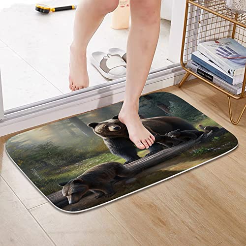 Lifeasy Black Bear Bathroom Rugs and Mats Sets, 20 x 31 Large Memory Foam Bath Mat, 16 x 20 U-Shaped Contour Shower Mat Non Slip Absorbent, Bath Rugs 16 x 24 Inches