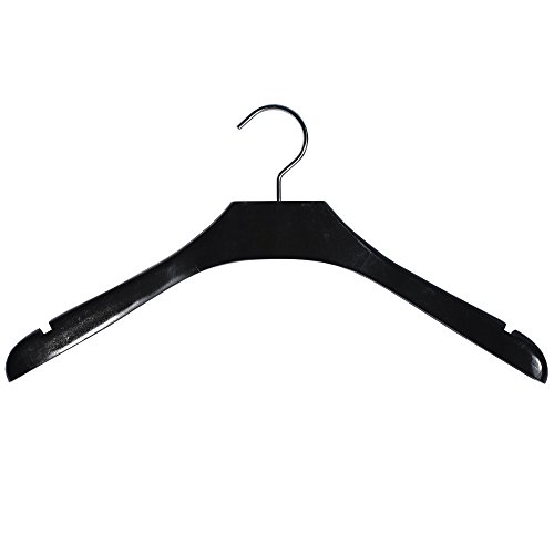 NAHANCO 23417HU Wooden Jacket Hanger, Concave, Home Use, 17", High Gloss Black (Pack of 6)