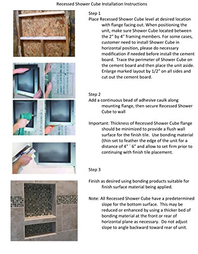 SHOWER CUBE Ready For Tile Waterproof Leak Proof Bathroom Recessed Shower Shelf Shower Niche Organizer Storage For Shampoo and Toiletry Storage (16" x 28" Single Shelve)