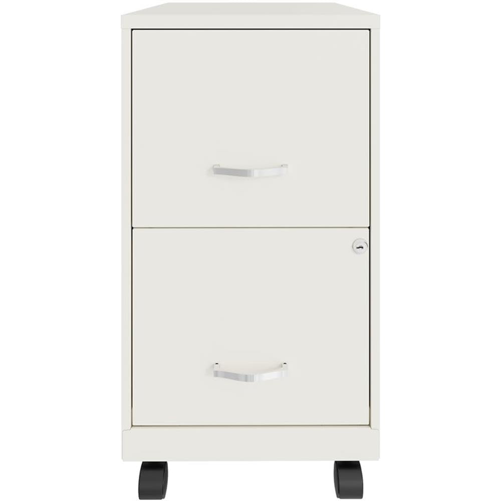 Space Solutions 2 Drawer Metal Mobile File Cabinet with Lock, Letter Size, White, Fully Assembled