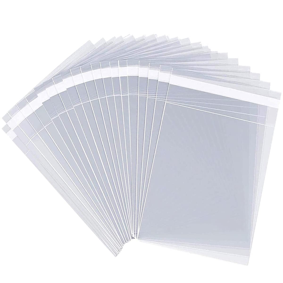 LEOSINDA Cellophane Bags 10" x 13" 50 Pcs Clear Poly Bags, Resealable Cling Bags Self Seal Cello Cellophane Bags for Fits A4, Clothing, T-shirts,Decorative Wrappers, Party Favors, Artwork and More