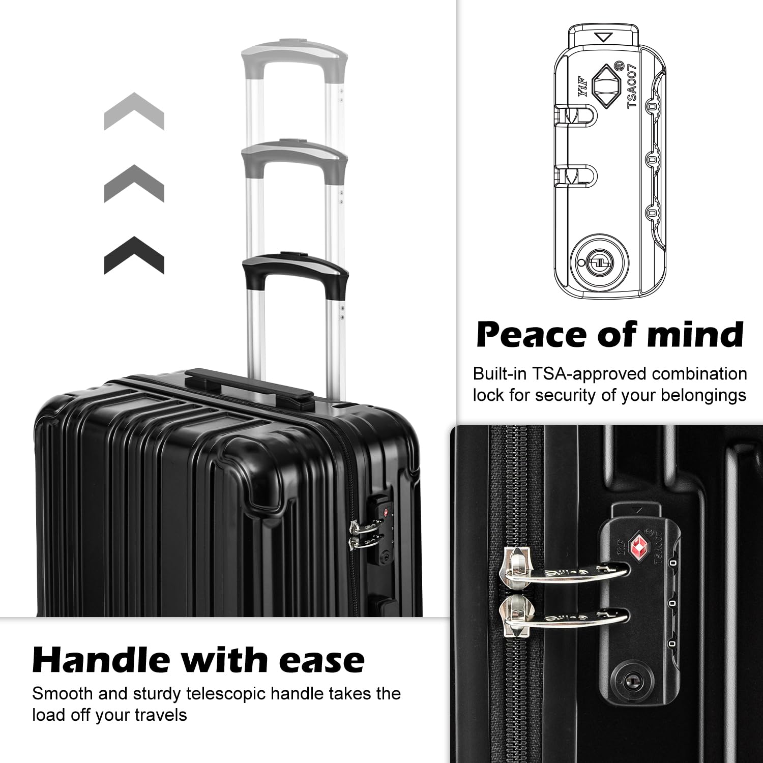 COOLIFE Luggage Expandable Suitcase PC+ABS 3 Piece Set with TSA Lock Spinner Carry on 20in24in28in (Wine red, 3 piece set)