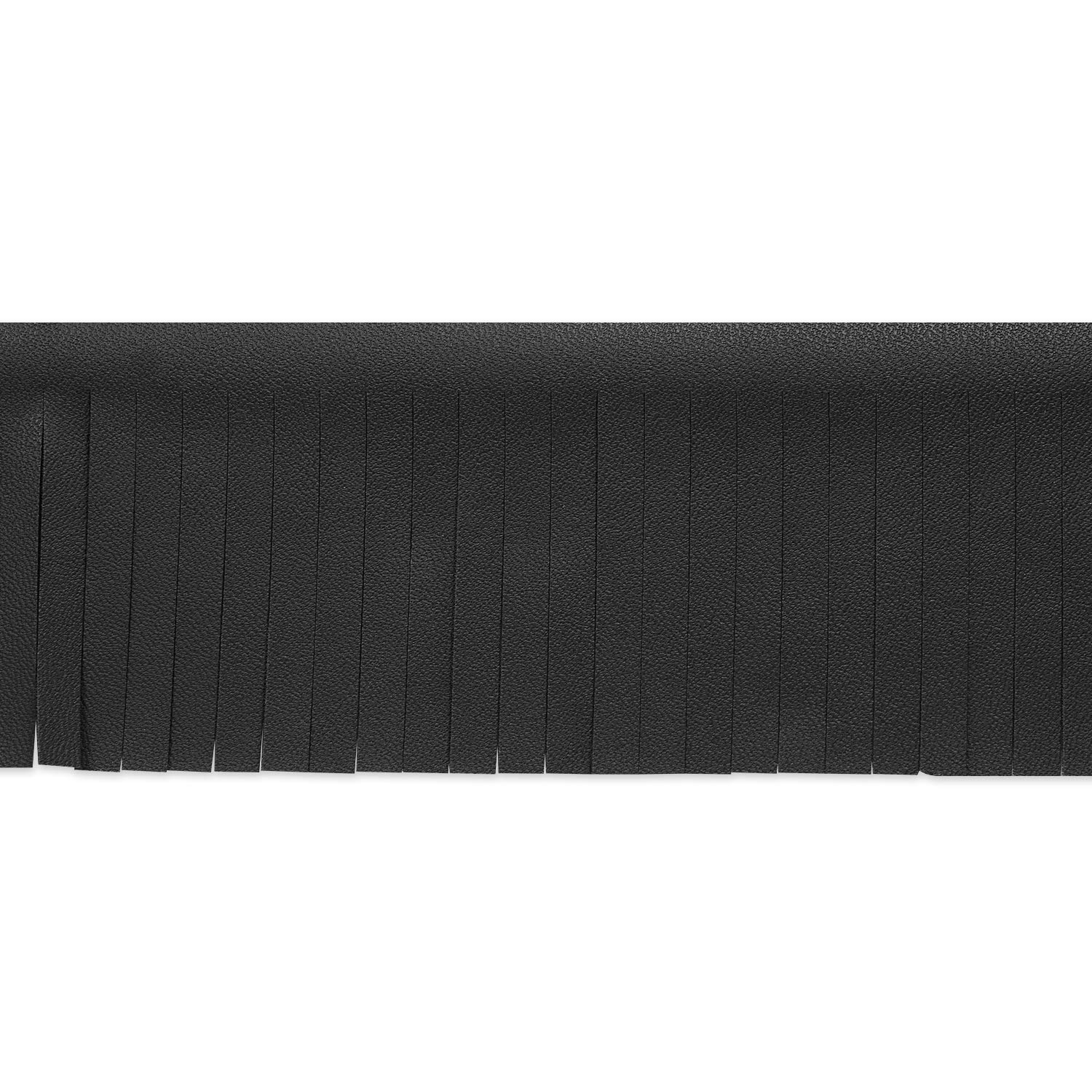 Trims by the Yard 2" Matte Finish Vegan Leather Fringe Trim, Black (5 Yard Cut)
