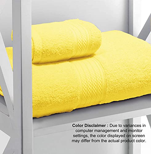 GLAMBURG 6 Piece Towel Set, 100% Combed Cotton - 2 Bath Towels, 2 Hand Towels, 2 Wash Cloths - 600 GSM Luxury Hotel Quality Ultra Soft Highly Absorbent Towel Set for Bathroom - Lime Yellow