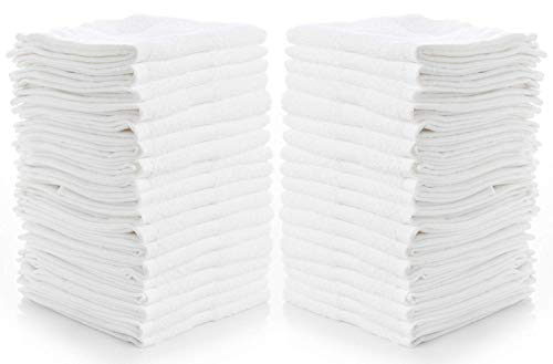 Simpli-Magic Cotton Washcloths White, 40 Pack, Size: 12”x12”
