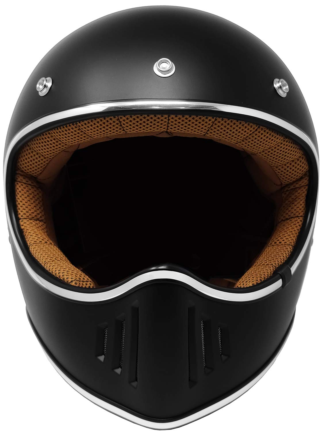 GDM REBEL Retro Motorcycle Helmet with Bluetooth Headset (Vintage Matte Black, Medium)