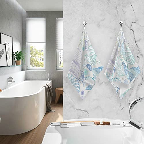 xigua Cartoon Seashell Hand Towels Set of 2 Pack - 16 x 28 Inches Extra Absorbent 100% Cotton Towels, Super Soft Hand Towel for Bathroom, Hotel, Kitchen, Gym