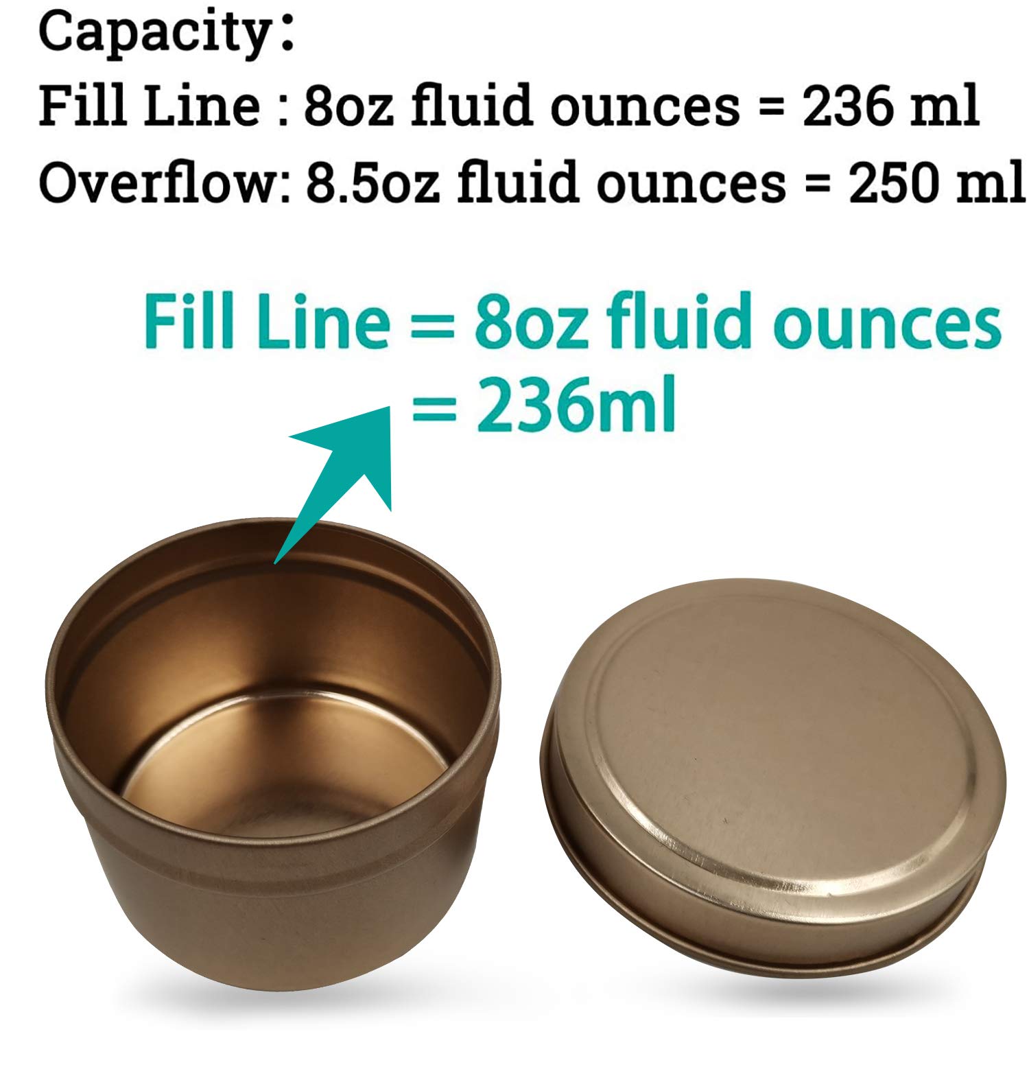 NRANSON Candle Jars with Lids for Candles Making, 48 Pack Empty Metal Candle Tins, DIY Candle Containers for Candle Making, Arts & Crafts, Storage & More (8OZ, Rose Gold)