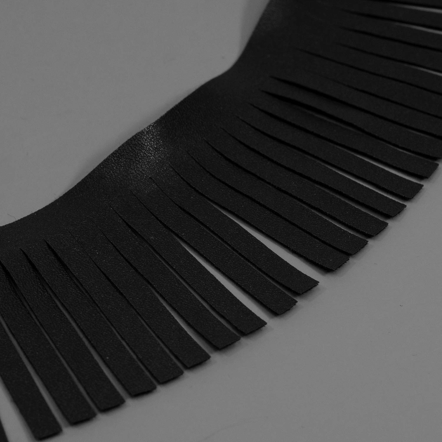 Trims by the Yard 2" Matte Finish Vegan Leather Fringe Trim, Black (5 Yard Cut)
