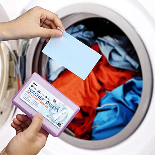 Enyur Unscented Travel Laundry Detergent Sheets/Concentrated Travel Laundry Soap/Travel Size Detergent Fragrance Free 32 Loads / 1 Pack