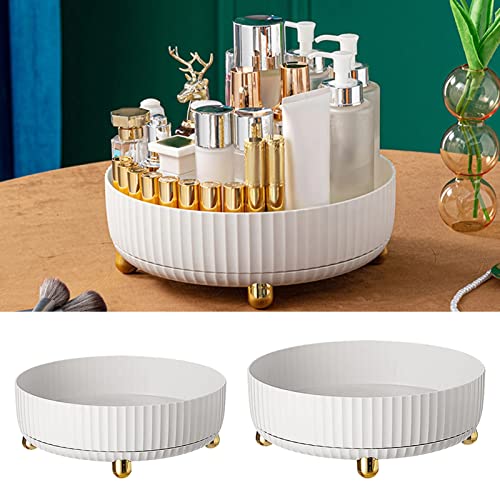Makeup Perfume Organizer Perfume Tray,360 Degree Rotating Lazy Susan Cosmetic Desk Storage Makeup Organizer Lotions Display Case Round Gift Tray with Large Capacity