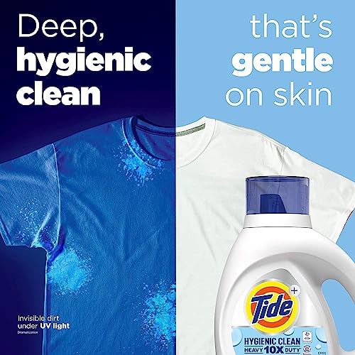 Tide Hygienic Clean Heavy Duty 10x Free Liquid Laundry Detergent, Unscented, 59 loads, 92 fl oz, HE Compatible