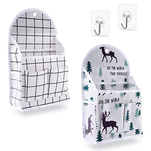 ZiMWoo 2 Packs Wall Hanging Storage Bag with Sticky Hook, Hanging Wall Basket Organizer for Bedroom Kitchen Dormitory, Waterproof Hanging Storage Organizer for Bathroom,Hanging Closet Basket
