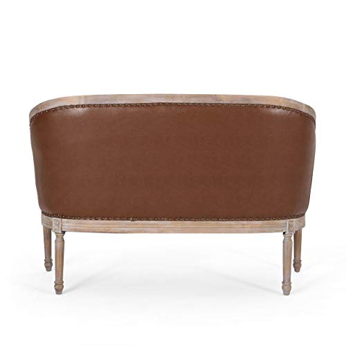 Christopher Knight Home Faye Tufted Upholstered Loveseat - Cognac Brown/Antique